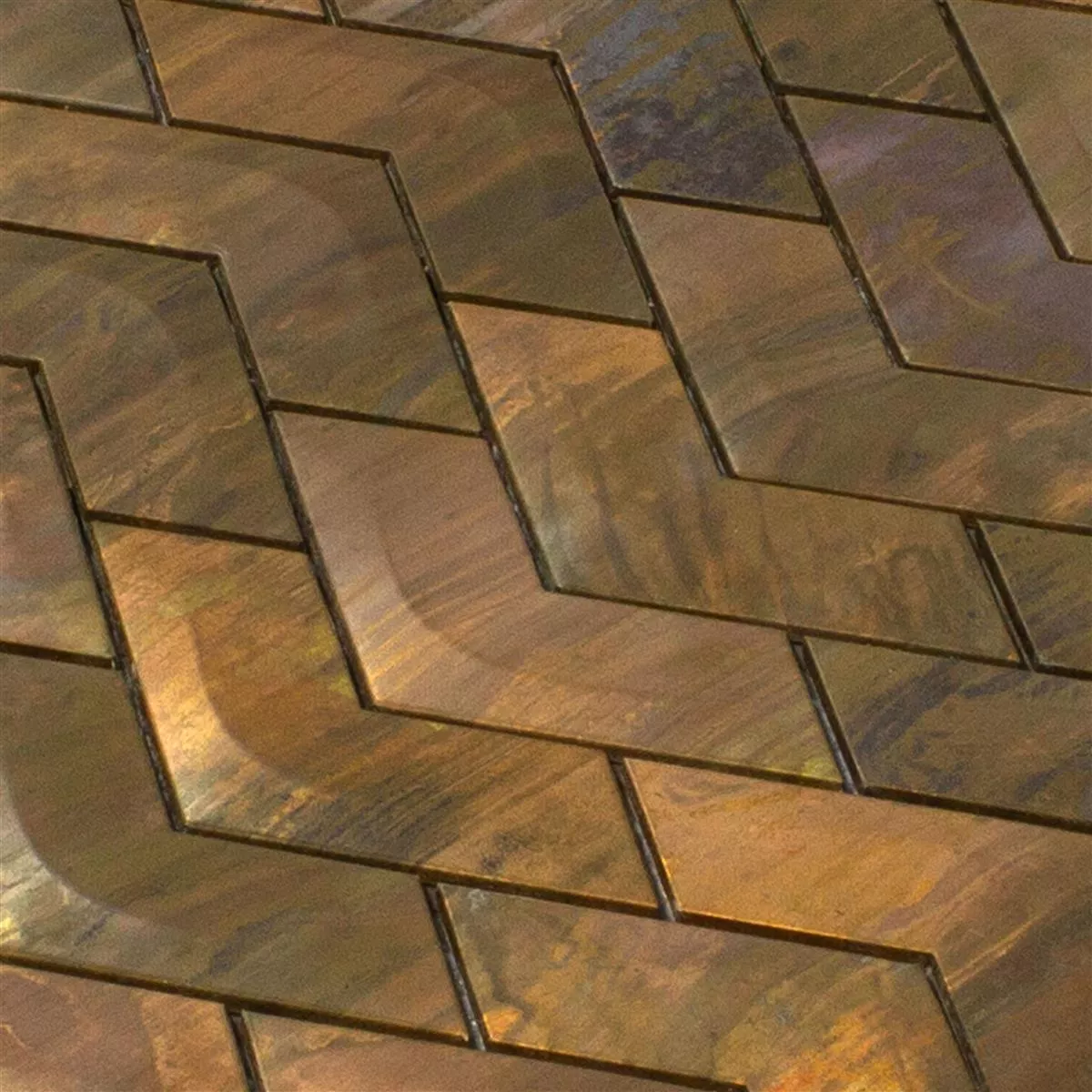 Sample Metal Copper Mosaic Tiles Copperfield 3D Wave