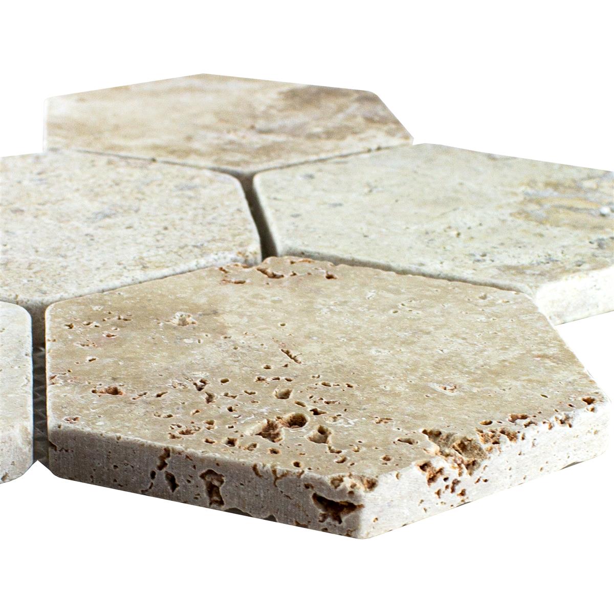 Sample Travertine Natural Stone Mosaic Tiles Mercado Hexagon Beige ...