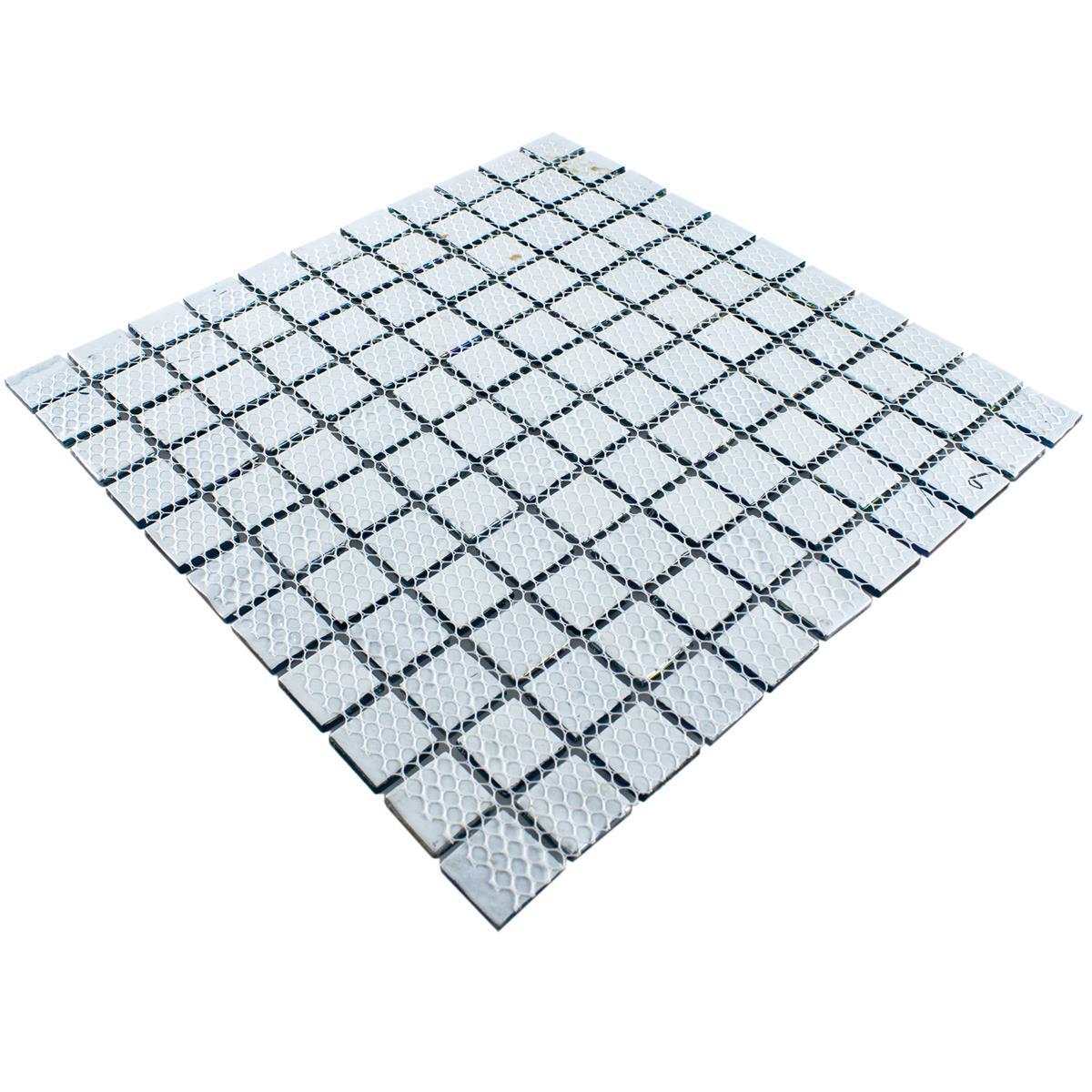 Sample Glass Mosaic Tiles Nacre Effect Manor Blanc - Color: White