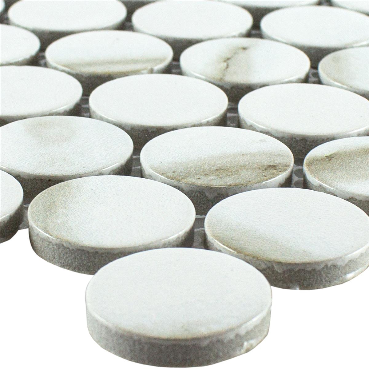 Ceramic mosaic button tiles