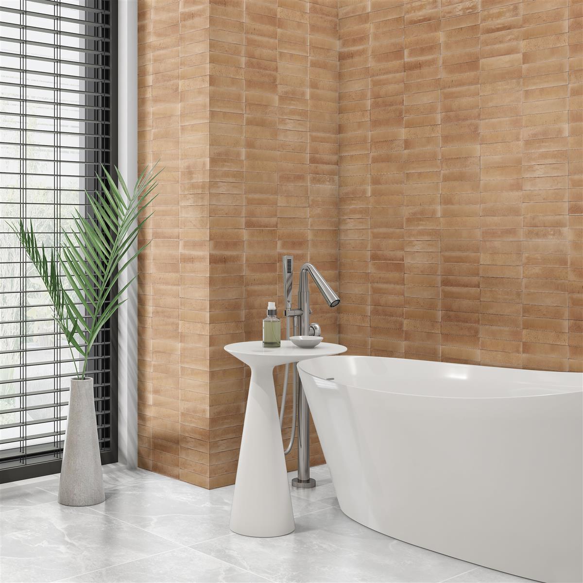 Sample Wall Tiles Laguna Glossy Waved Pink 6x24cm