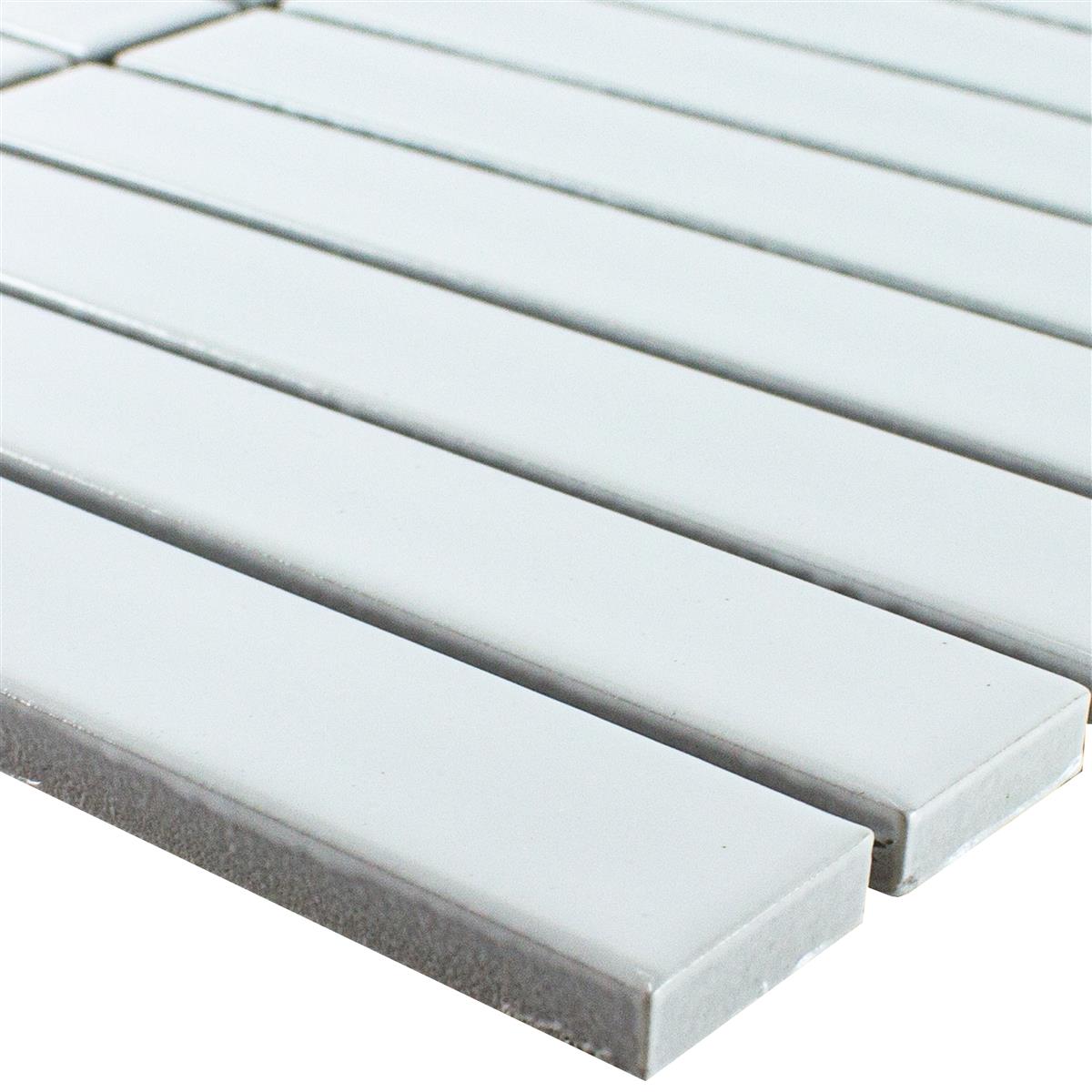 Sample Ceramic Mosaic Tiles Durham Blanc Mat - Color: White